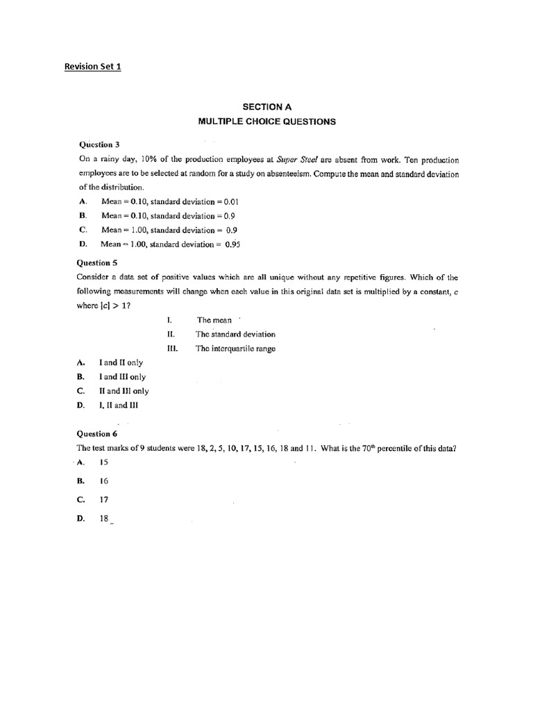 Revision Set 1 | PDF