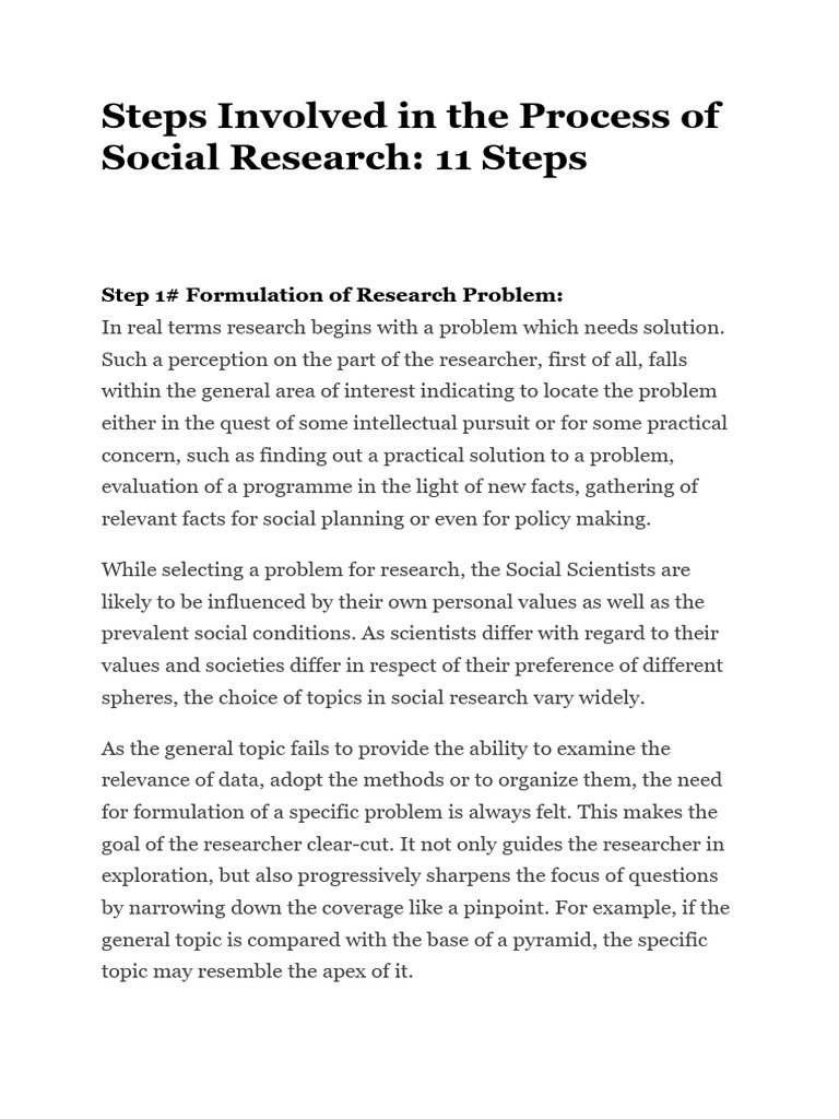 Steps Involved in The Process of Social Research | PDF | Hypothesis ...
