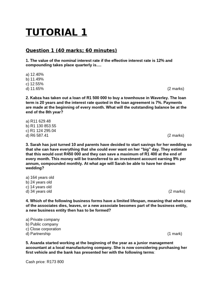 Tutorial Lu1-Lu3 | PDF | Interest | Present Value