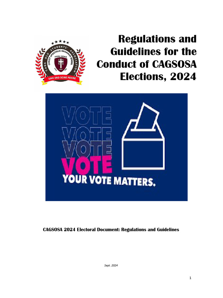Cagsosa Electoral Regulations and Guidelines-1 | PDF | Voting | Elections