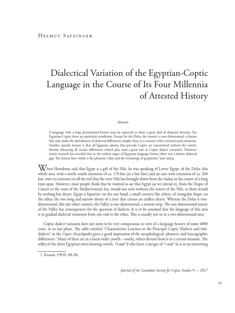Coptic Language Dialect Variation | PDF | Linguistics | Phonetics