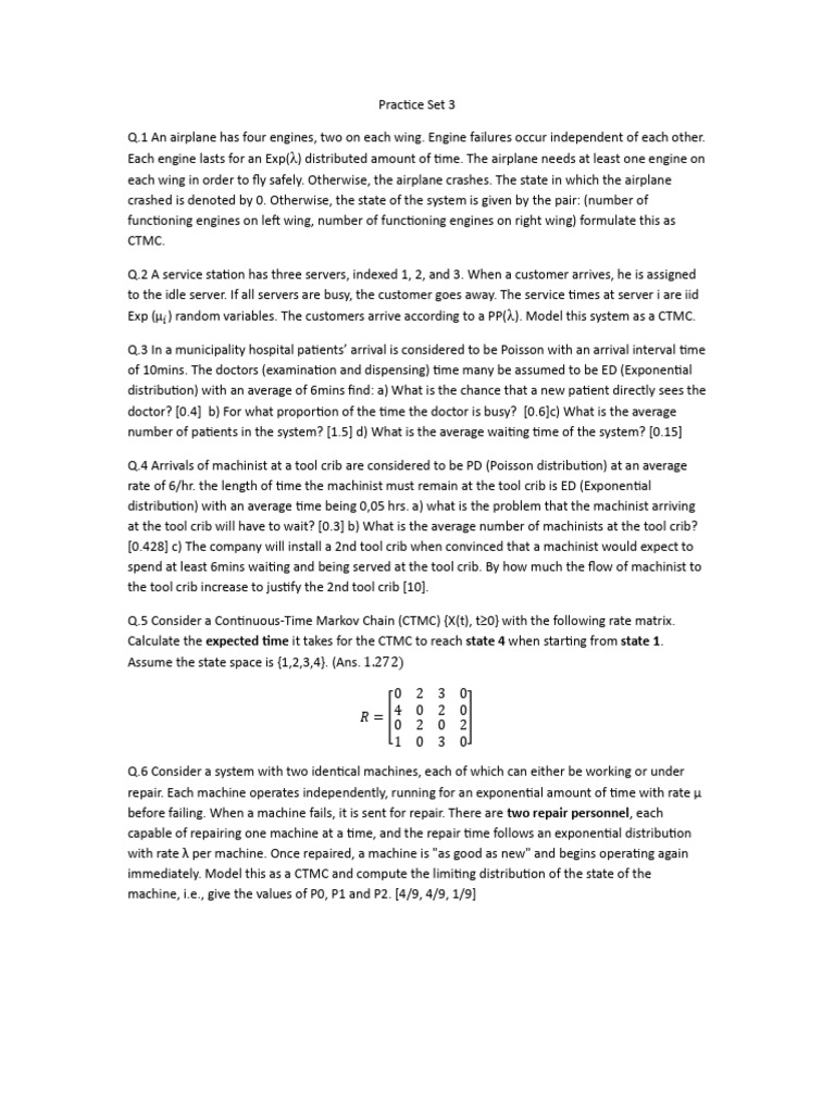 Practice Set 3 (Questions) | PDF | Poisson Distribution | Teaching Mathematics