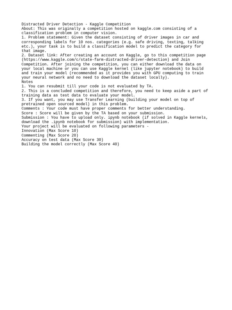 Distracted Driver Detection Pdf Business Computers