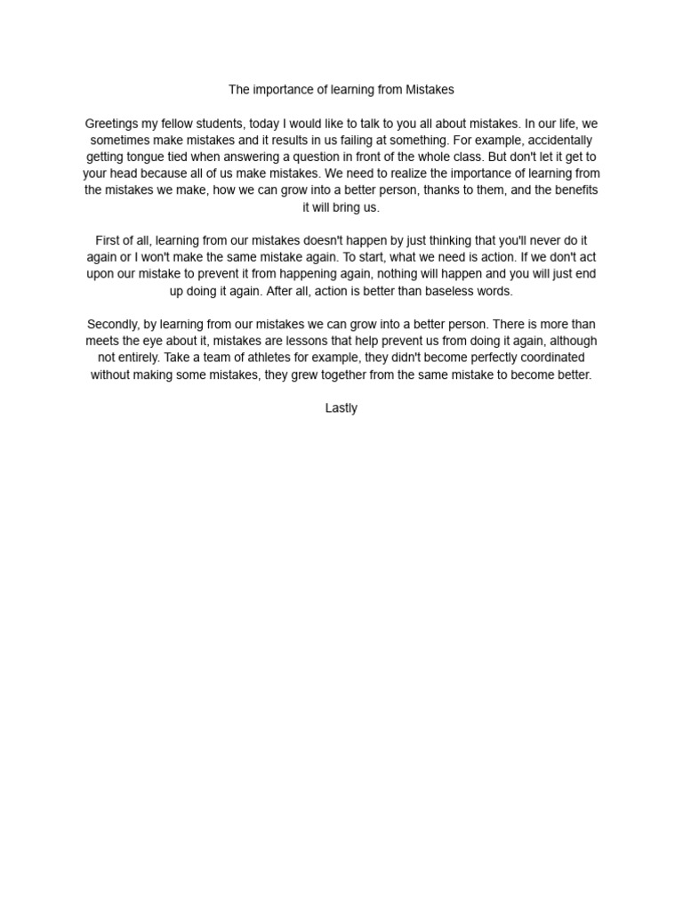 The Importance of Learning From Mistakes | PDF | Self-Improvement