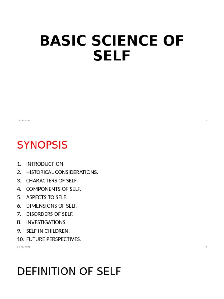Revised BASIC SELF | PDF | Self Esteem | Attachment Theory