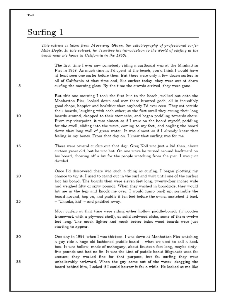 Mike Doyle's Surfing Beginnings | PDF | Boardsports | Water Sports