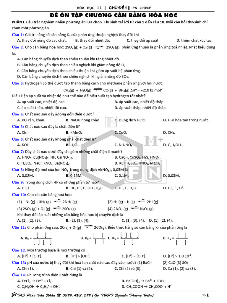De On Tap Chuong 1 | PDF