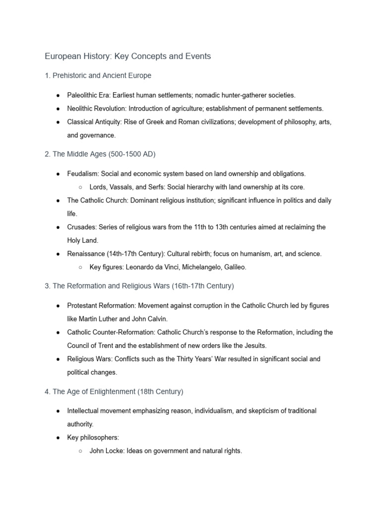 European History - Key Concepts and Events | PDF | European Union ...