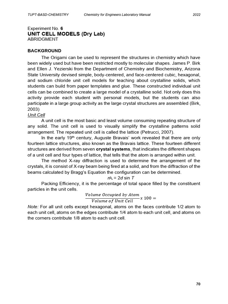 Unit Cell Models | PDF | Crystal Structure | Crystal