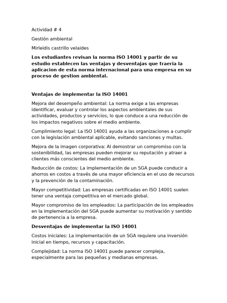 ISO 14001: Pros y Contras Empresariales | PDF | Business | Negocios económicos