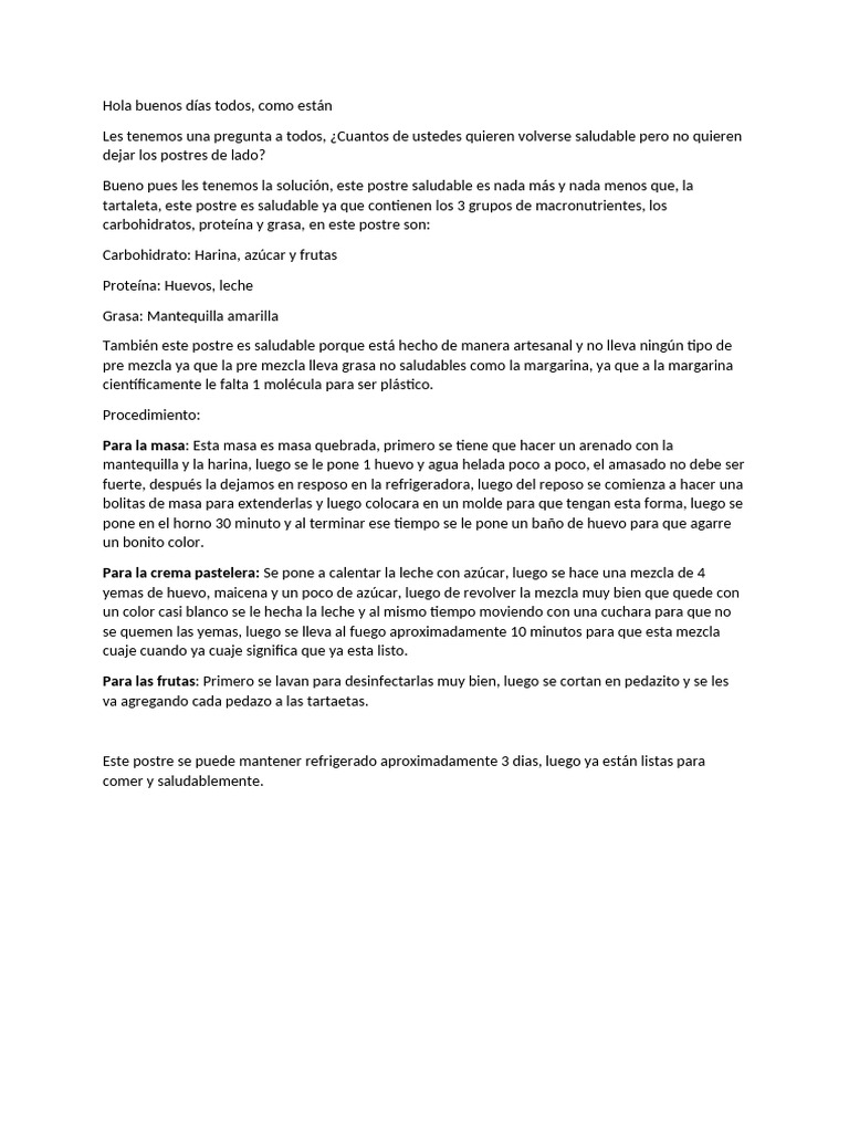 Presentacion de Postre Science | PDF | Postres | Alimentos