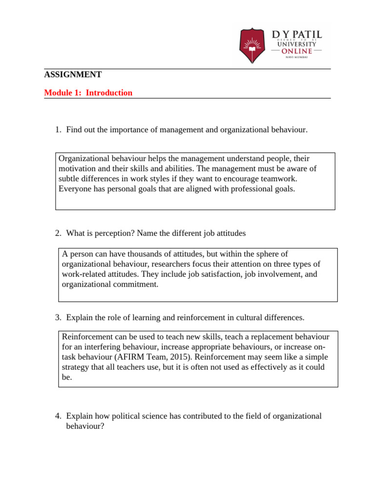 Assignment Unit 1 OB | PDF