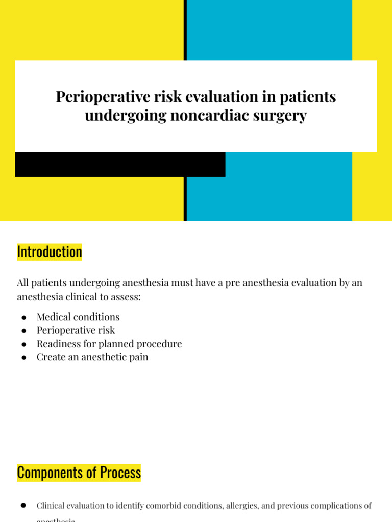 Perioperative Risk Evaluation in Patients Undergoing Noncardiac Surgery ...