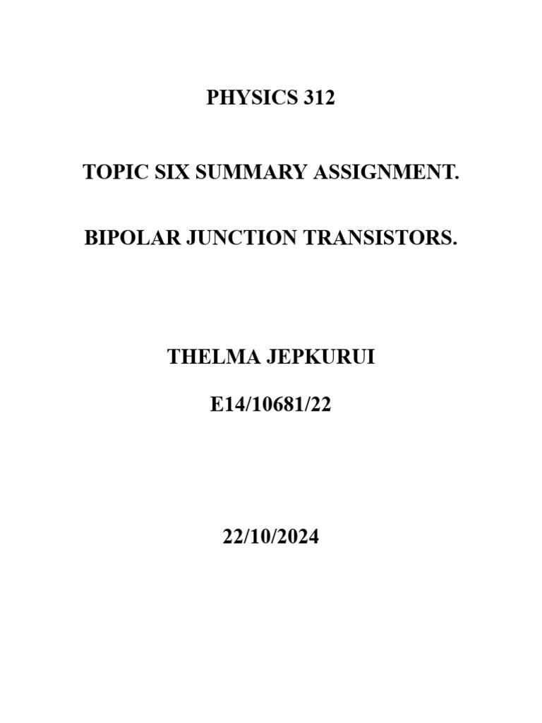Physics 312 | PDF | Bipolar Junction Transistor | Transistor