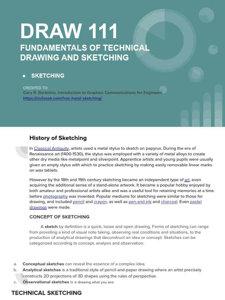 DRAW 111 Sketching | PDF | Drawing | Technical Drawing