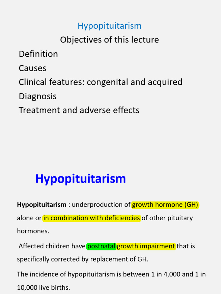 Hypopituitarism and Growth Disorders | PDF | Growth Hormone ...