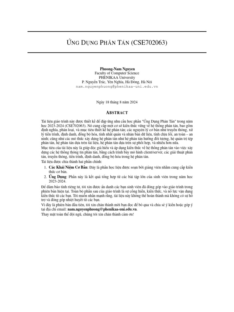 Phenikaa Distributed System Notes | PDF
