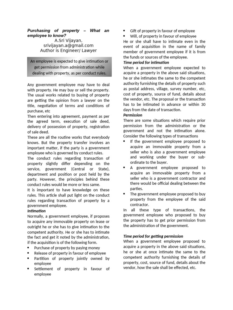 Government Servants To Know | PDF | Property | Sales