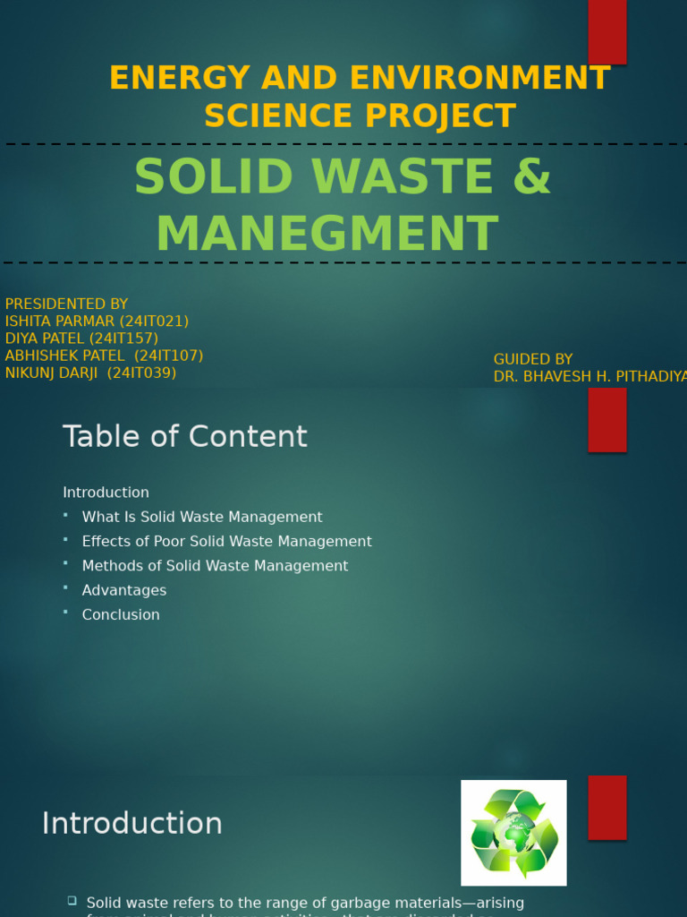 Solid Waste and Management Final | PDF | Waste | Municipal Solid Waste