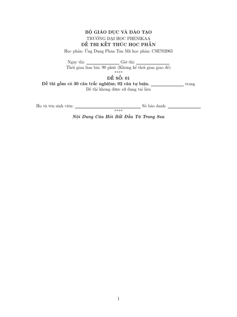 Phenikaa FinalExam UDPT 01 | PDF