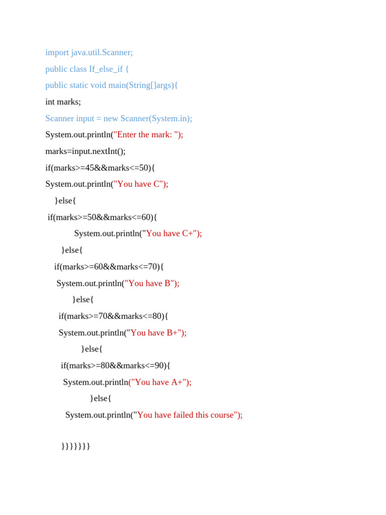 Java Grade Classification Program | PDF