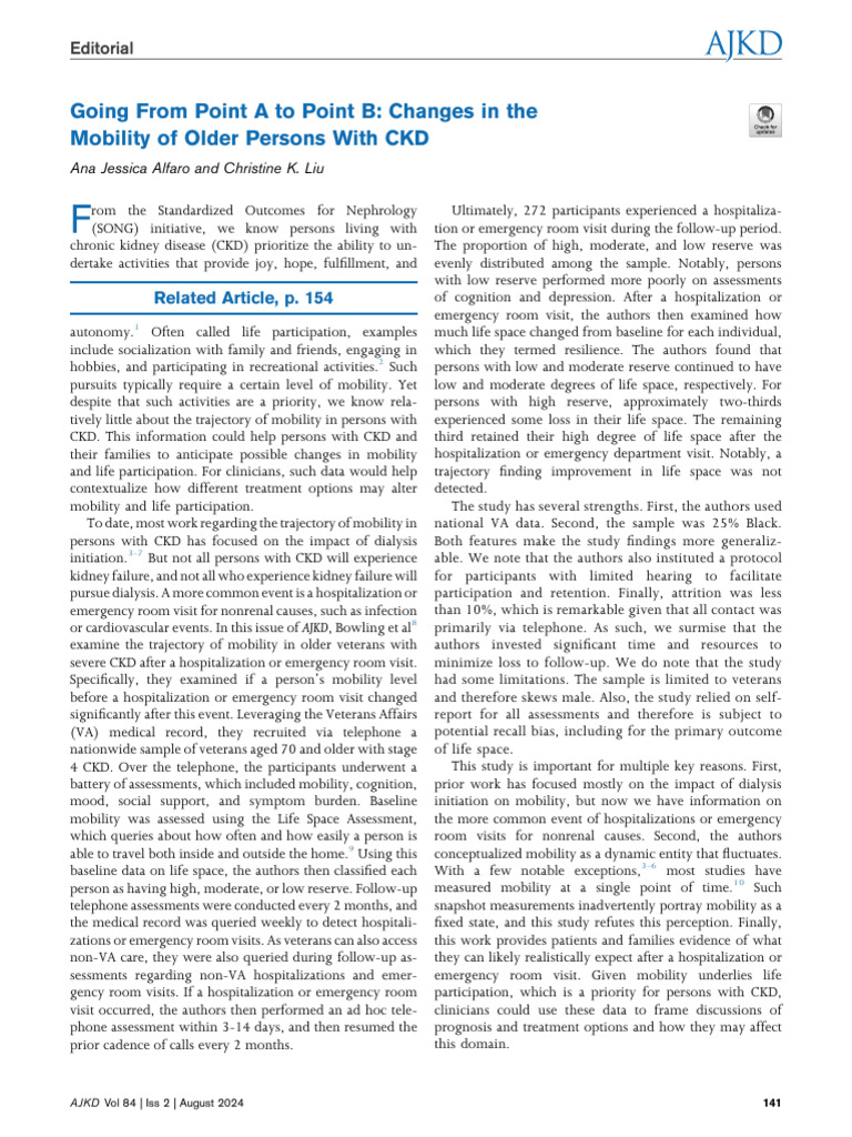 Going From Point A To Point B Changes in The | PDF | Chronic Kidney ...