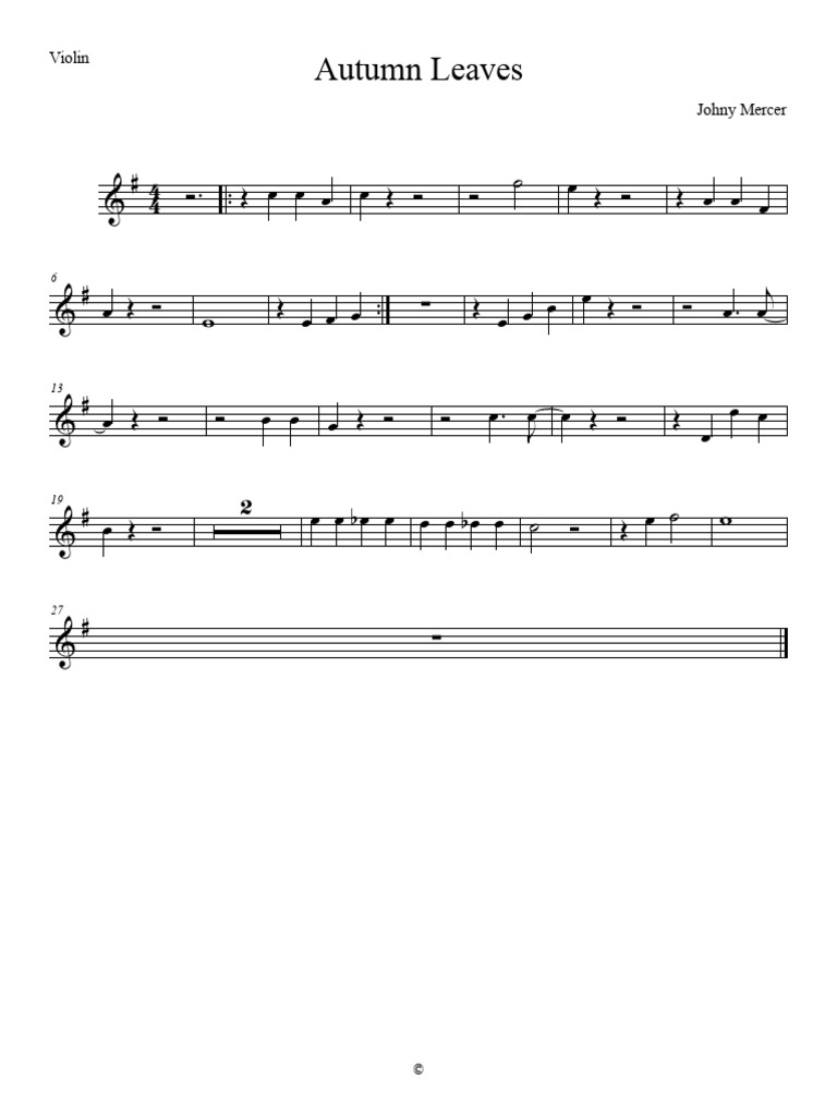 Autumn Leaves - Score - Violin | PDF