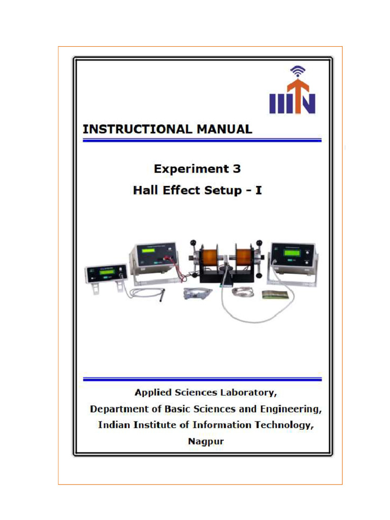 ASL 101 - Expt 3 - Hall Effect Setup - I | PDF | Magnetic Field | Metrology