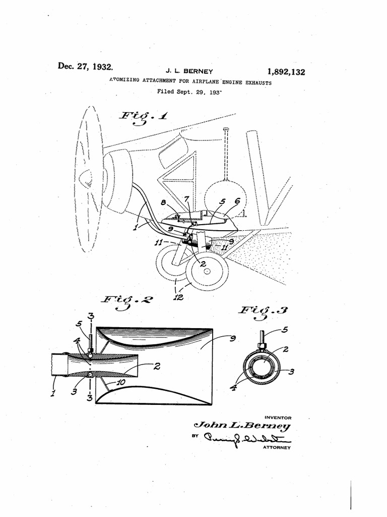 1932 - Atomizing Attachment For Airplane Engine Exhausts US1892132 ...