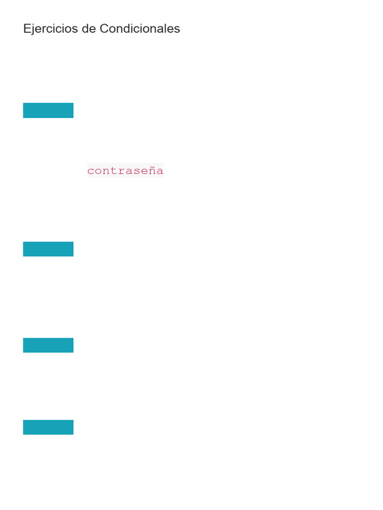 Ejercicios de Condicionales | PDF | Contraseña