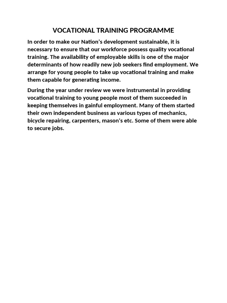 Vocational Training for Youth Employment | PDF | Career & Growth | Business