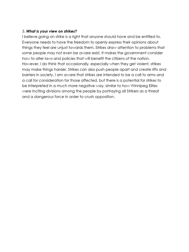 The Winnipeg General Strike Activity | PDF