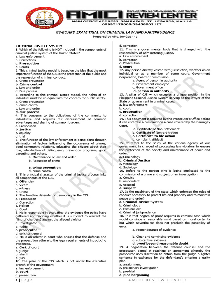 CLJ With Answer (B) | PDF | Prosecutor | Pardon