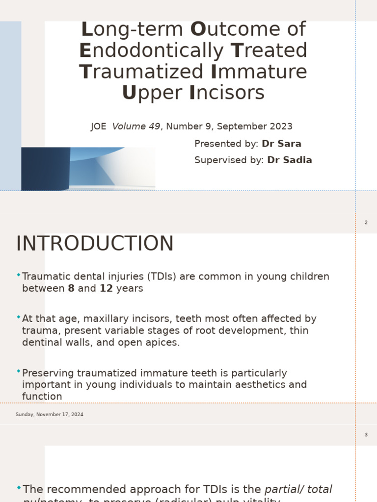 Pediatric Dental Trauma Outcomes | PDF | Dentistry Branches | Medical ...