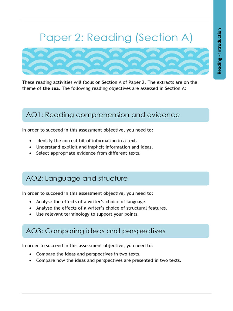 TeachIt Paper 2 Pack 1 Section A | PDF | Sea