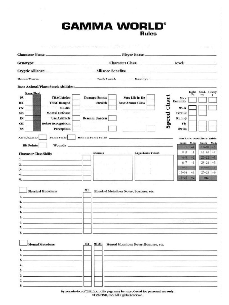 gamma world = 4th | PDF