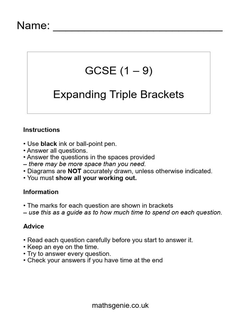 Expanding Triple Brackets | PDF | Teaching Methods & Materials