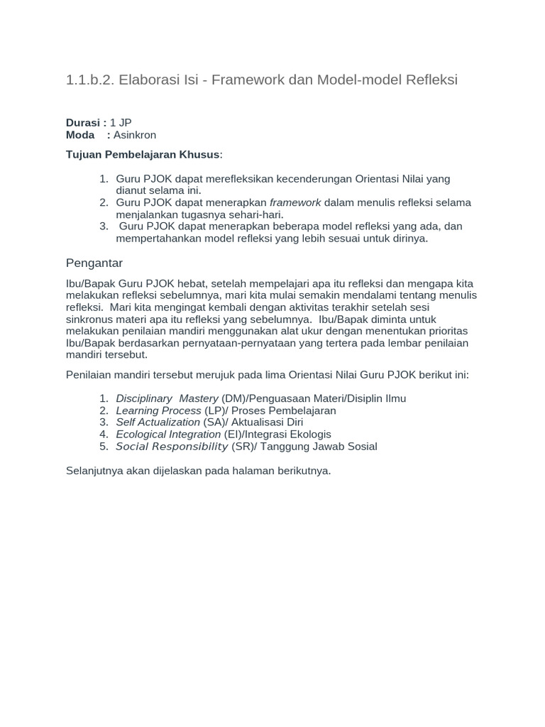 1.1.b.2. Elaborasi Isi - Framework Dan Model-Model Refleksi | PDF ...