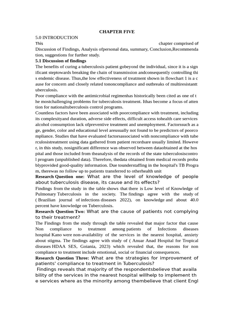 This Of: Chapter Five | PDF | Tuberculosis | Diseases And Disorders