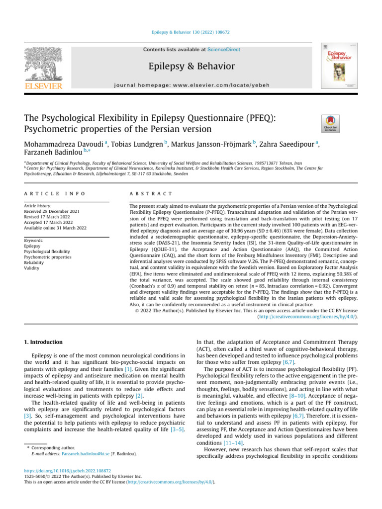 Epelipsy Scale | PDF | Factor Analysis | Validity (Statistics)