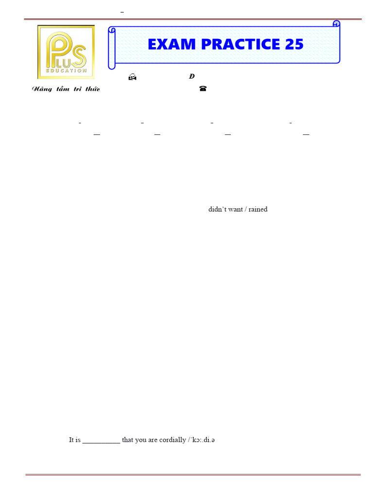 Exam Practice 25 | PDF | Child Care | Millennials