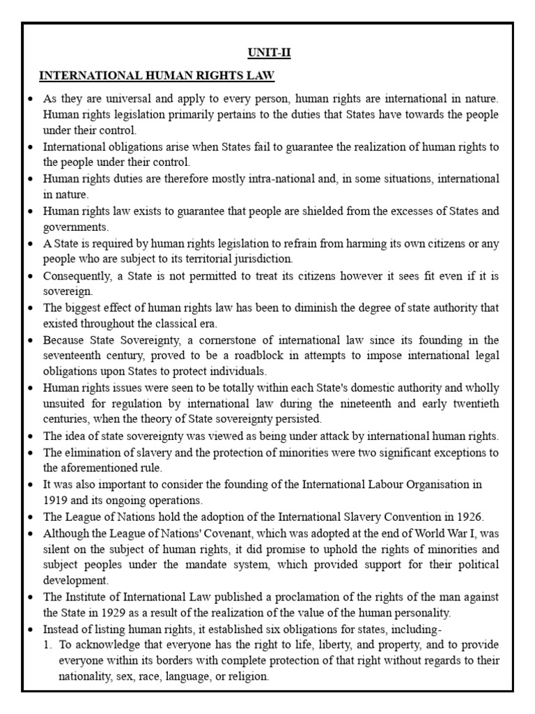 Unit Ii-Notes-Human Rights | PDF | Human Rights | International Human ...