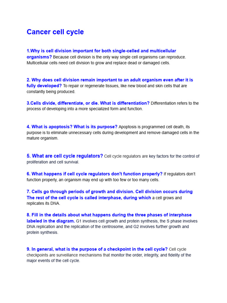 Cancer cell cycle | PDF | Cell Cycle | Oncogene