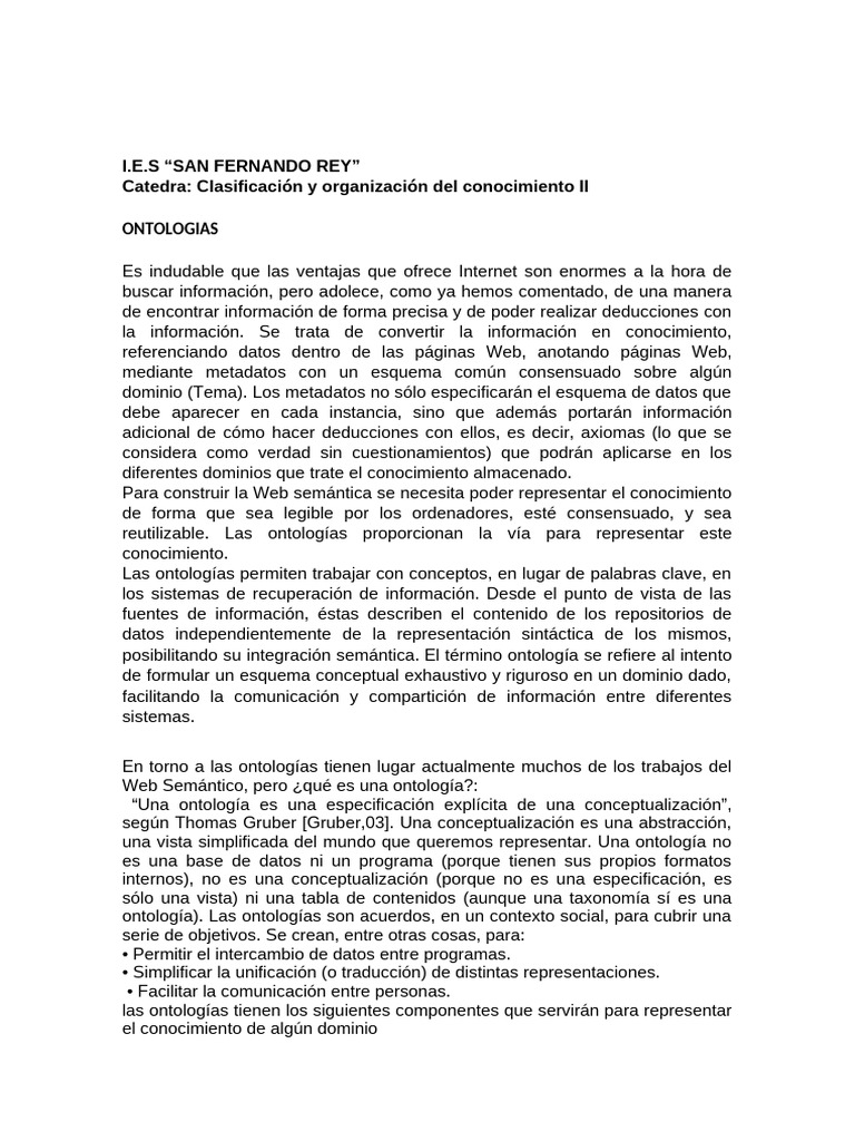 Ontologias Taxonomias | PDF | Ontología (Ciencias de la información ...