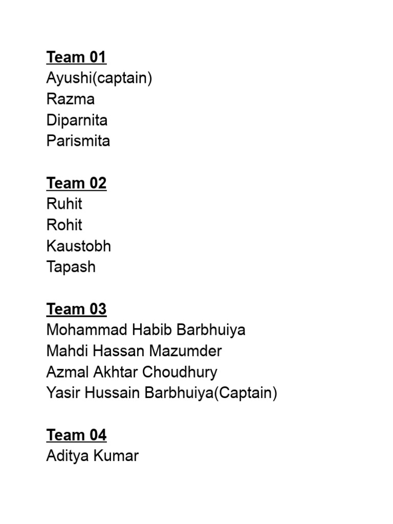 Team Roster for Multiple Batches | PDF