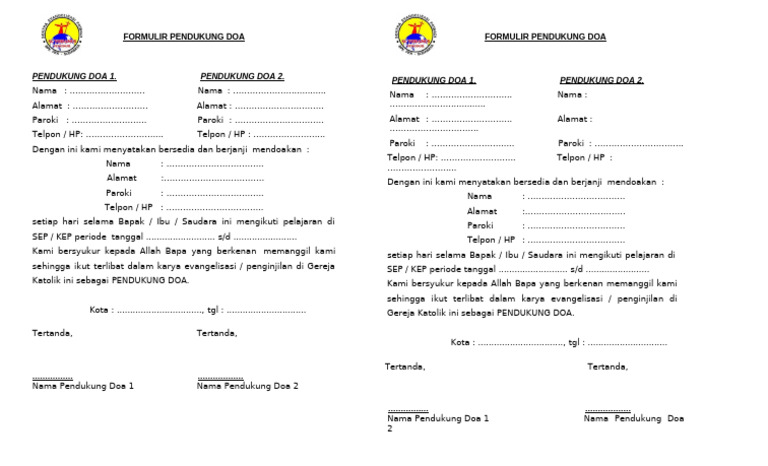 Form Pendukung Doa | PDF | Seni & Disiplin Bahasa