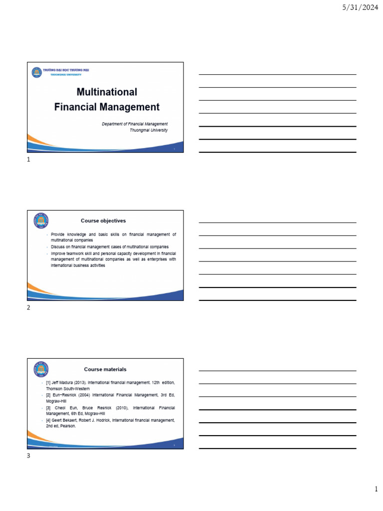 FMGM2412. Multinational Financial Management (2024) - Template Tmu ...