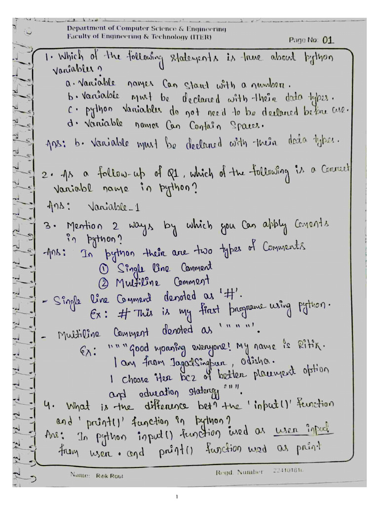 PYTHON Assignment 1 | PDF