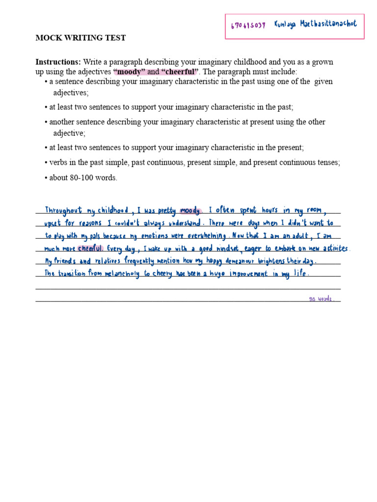 101 Mock Writing Test Semester 2024 For Students | PDF | Language ...
