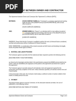 Owner-Contractor Agreement Template | PDF | General Contractor | Employment